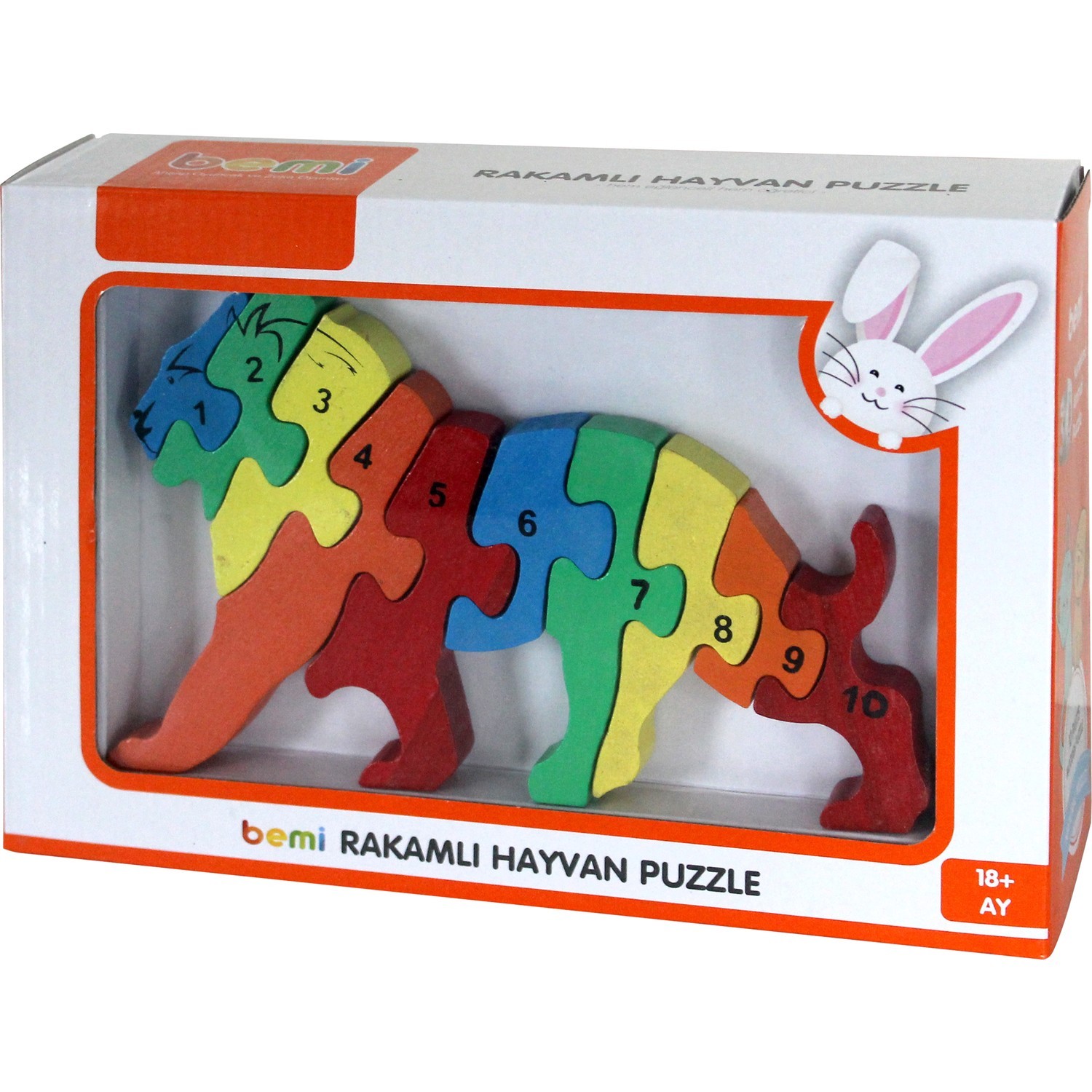 Bemi Ahşap Rakamlı Hayvan Puzzle ( Aslan ) - Bulut Bebek
